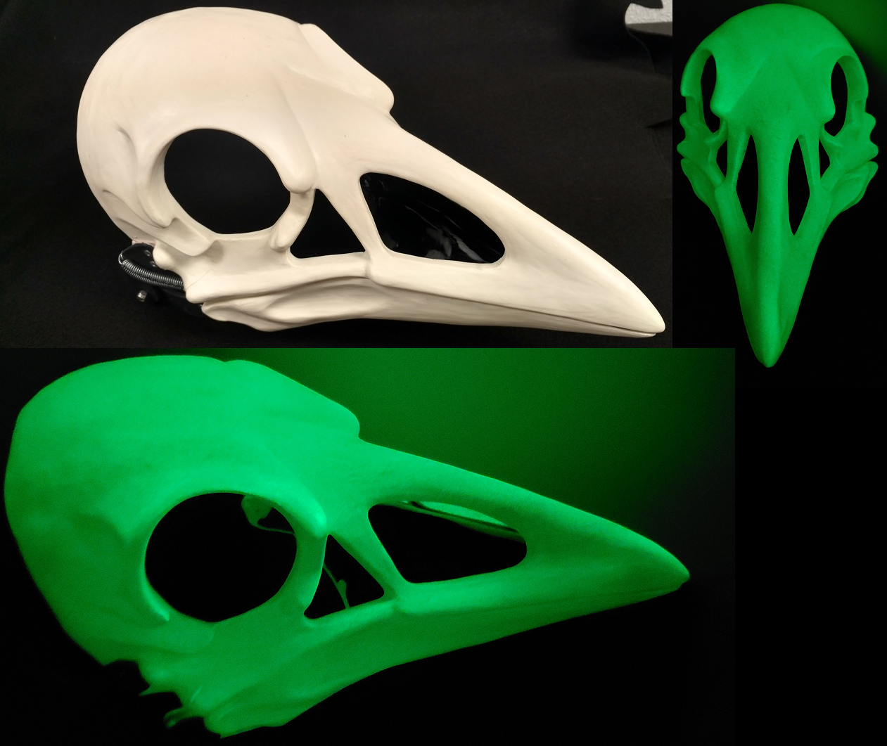 Glow in the Dark Skeletal Crow Cut and Hinged Mask – DreamVision Creations